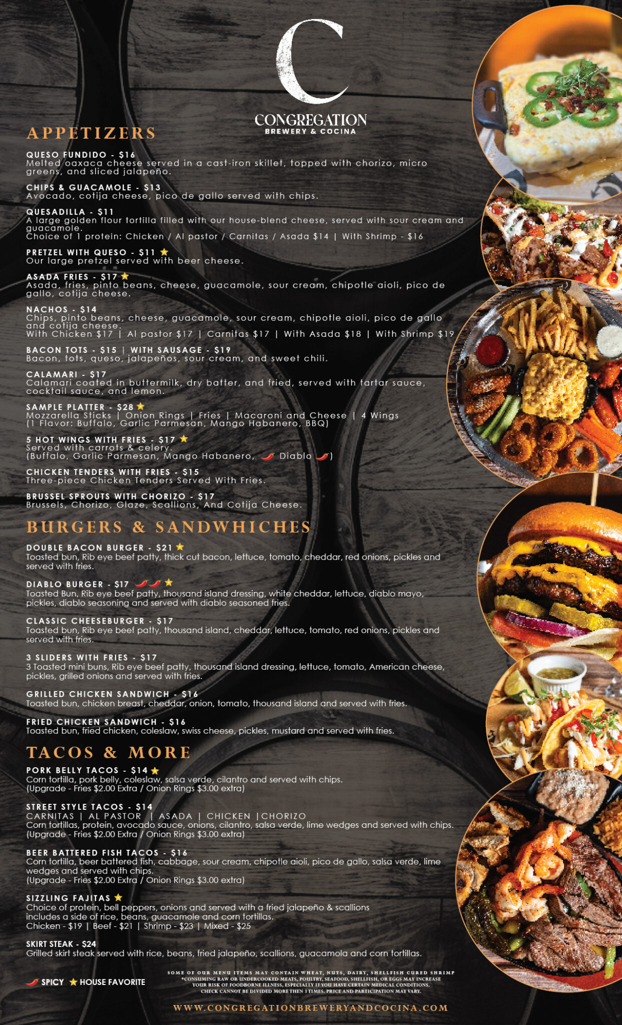 Menu - Congregation Brewery & Cocina